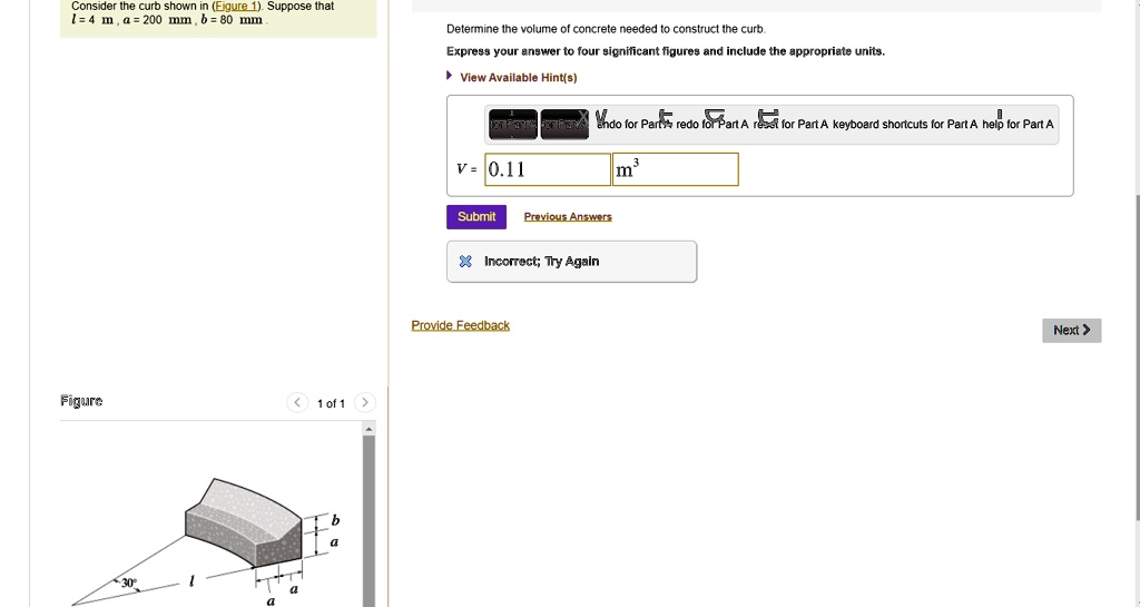 SOLVED: Consider the curb shown in (Figure 1). Suppose that l=4m, h ...