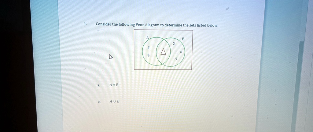 consider the following venn diagram to determine the sets listed below a acap b b acup b 10 ...