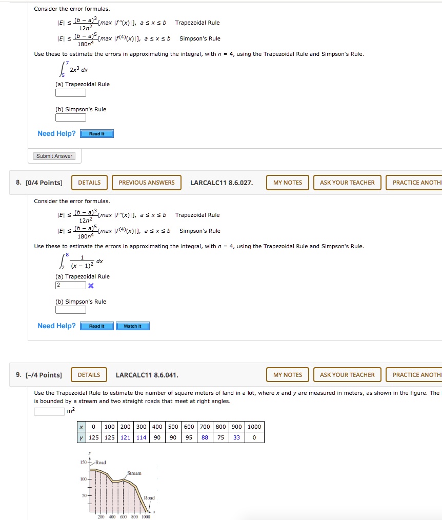 SOLVED: Consider the error formulas. Ib = 22 [max If"(x)ll
