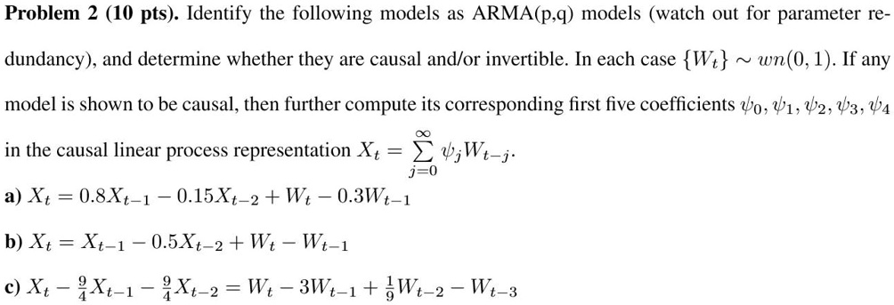 Solved Problem 2 10 Pts Identify The Following Models As Armapq Models Watch Out For