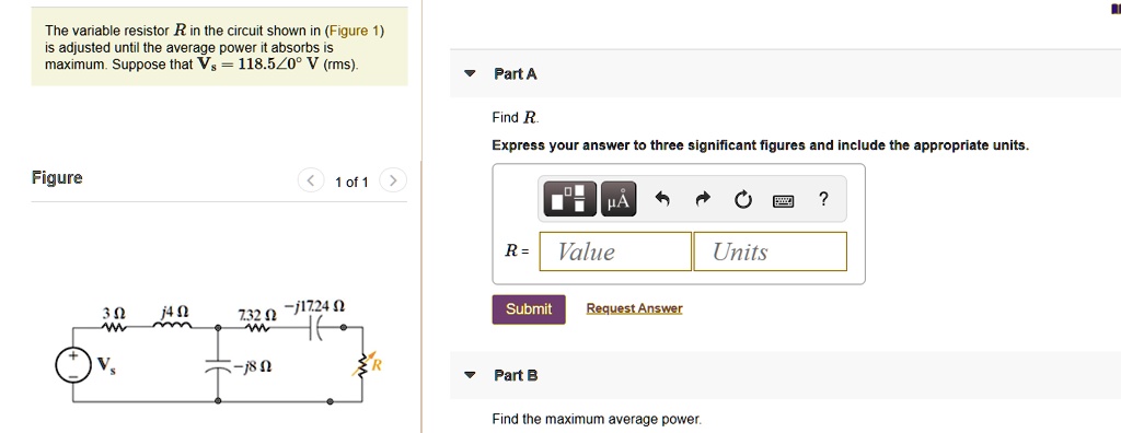 The variable resistor R in the circuit shown in (Figure 1) is adjusted until the average power ...