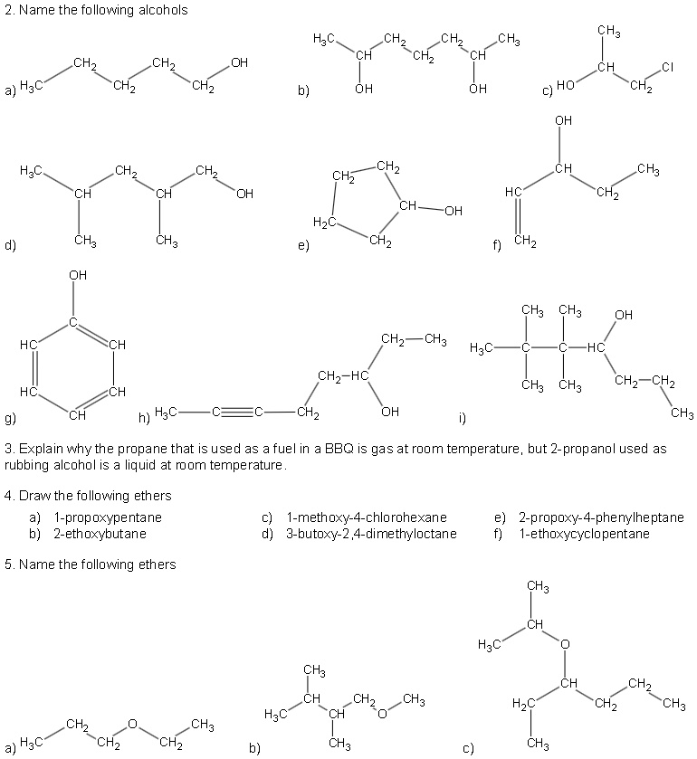 SOLVED: Texts: 2. Name the following alcohols: a) CH3OH b) CH3CH2OH c) CH3CH2CH2OH d) CH3CH(OH ...