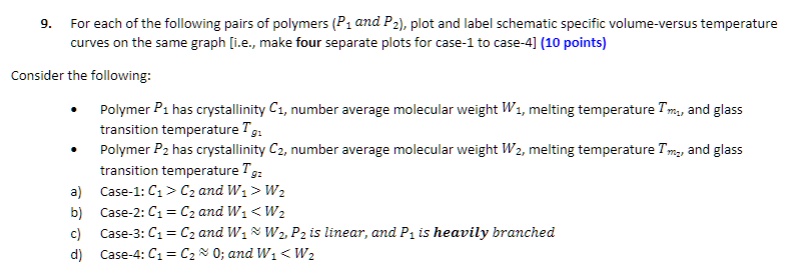 SOLVED: For each of the following pairs of polymers (P and P-l), plot and label schematic ...