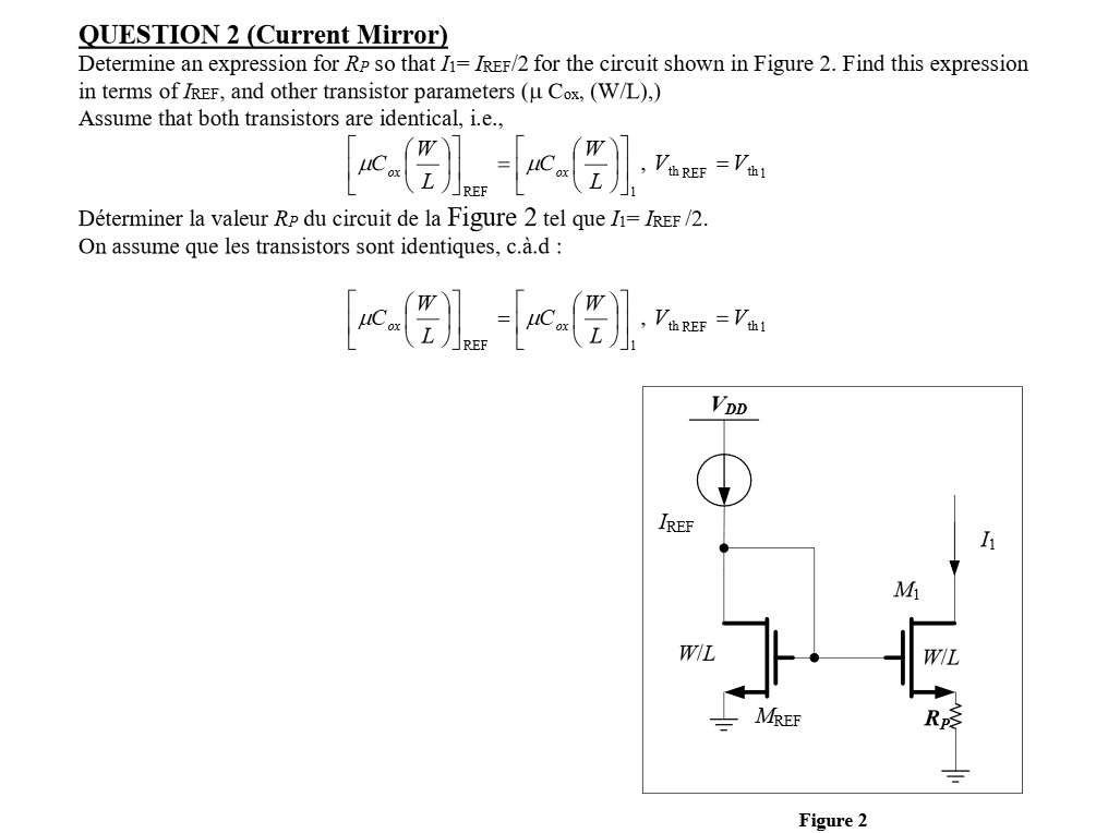 question 2 current mirror determine an expression for rp so that ii iref2 for the circuit shown ...