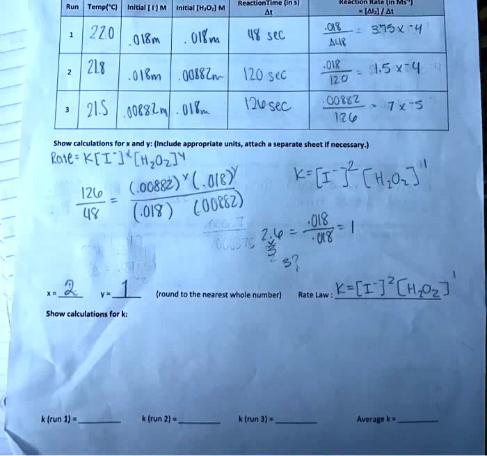SOLVED: ' Show calculations for K Thanks. Show calculations for x and y: (Include appropriate ...