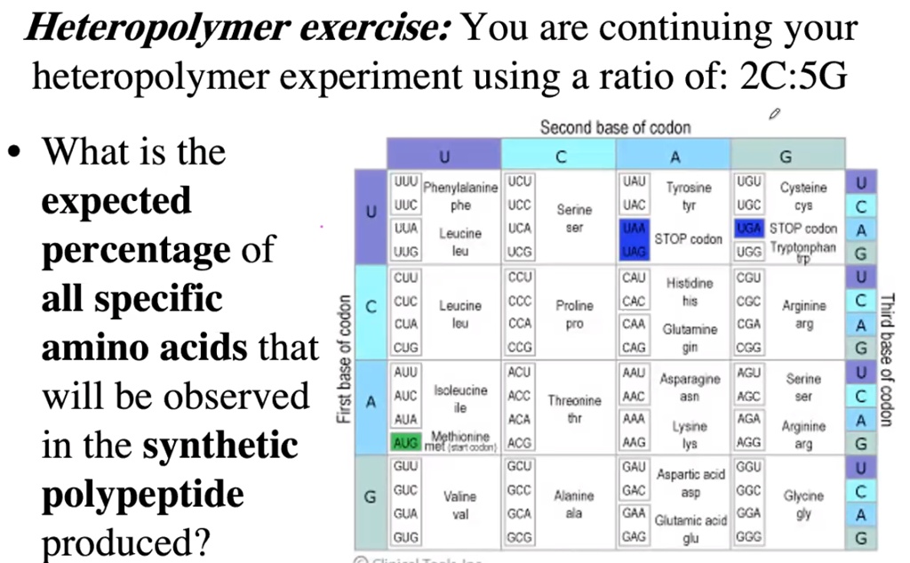 SOLVED: You are continuing your heteropolymer experiment using a ratio ...
