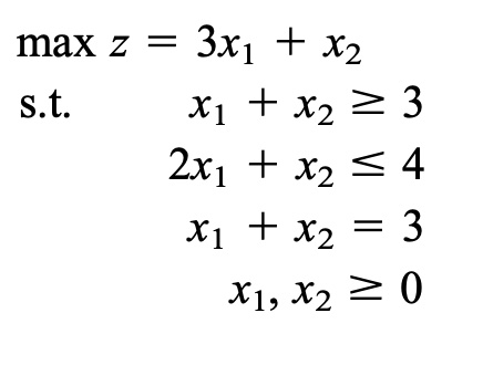 max z 3x1 x2 st x1 x2 z3 2x1 x2 4 x1 x2 3 xls x2 z 0 71166