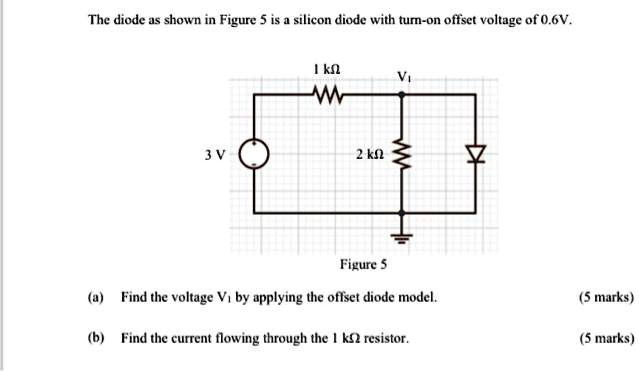 SOLVED: The diode, as shown in Figure 5, is a silicon diode with a turn-on offset voltage of 0 ...