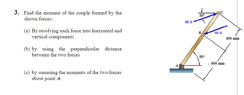 3. Find the moment of the couple formed by the shown forces: (a) By ...