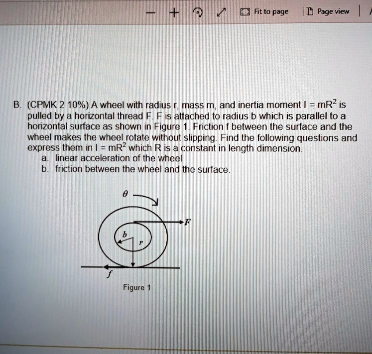 SOLVED:Fit to page Page view (CPMK 2 10%) A wheel with radius mass m ...