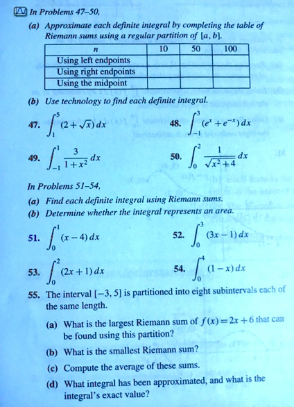 in problems 47 50 approximate each definite integrat by completing the ...