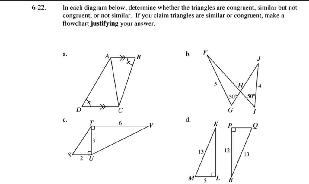 6-22. In each diagram below, determine whether the triangles are ...
