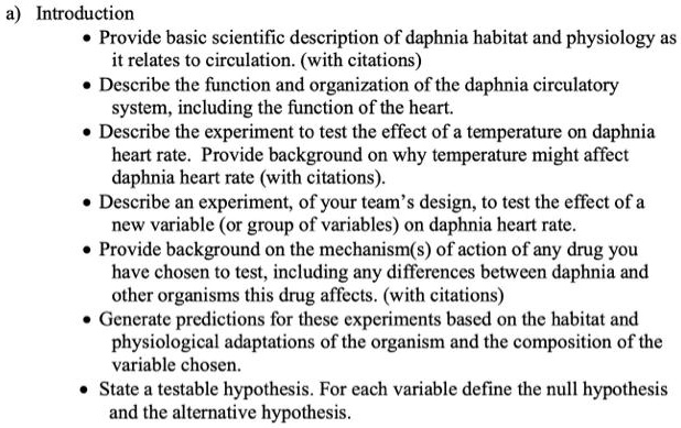 SOLVED:Introduction Provide basic scientific description of daphnia ...