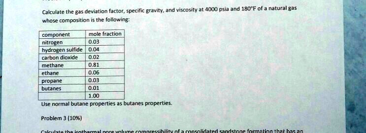 SOLVED:Calculate the gas deviation factor; specific gravity, and ...