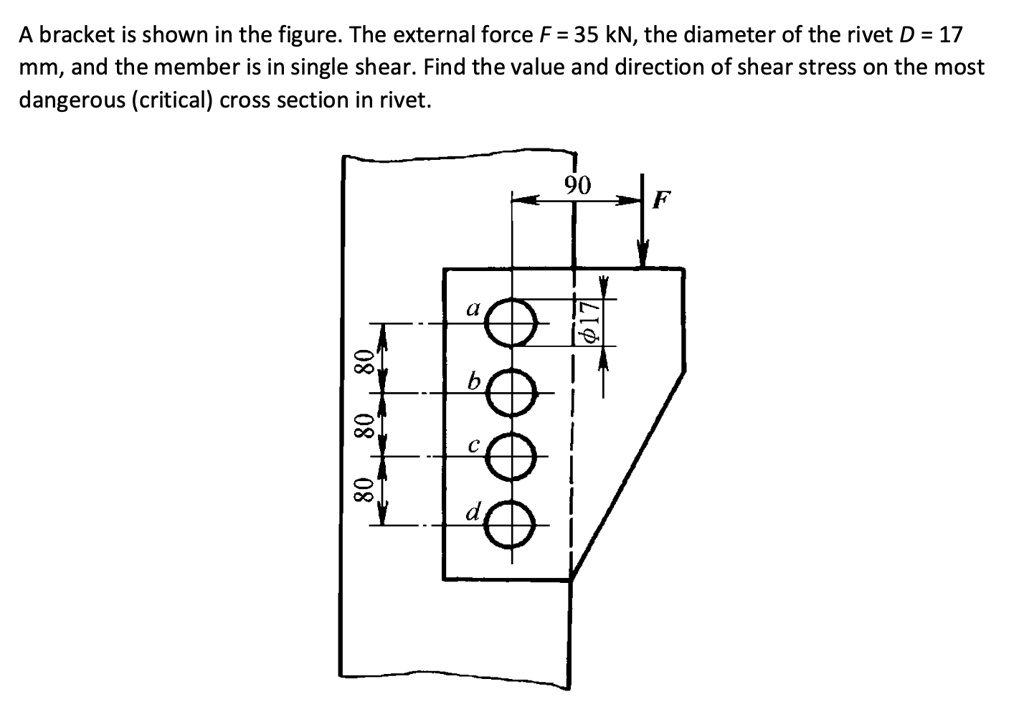 A bracket is shown in the figure. The external force F = 35 kN, the ...