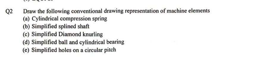 Q2 Draw the following conventional drawing representation of machine ...