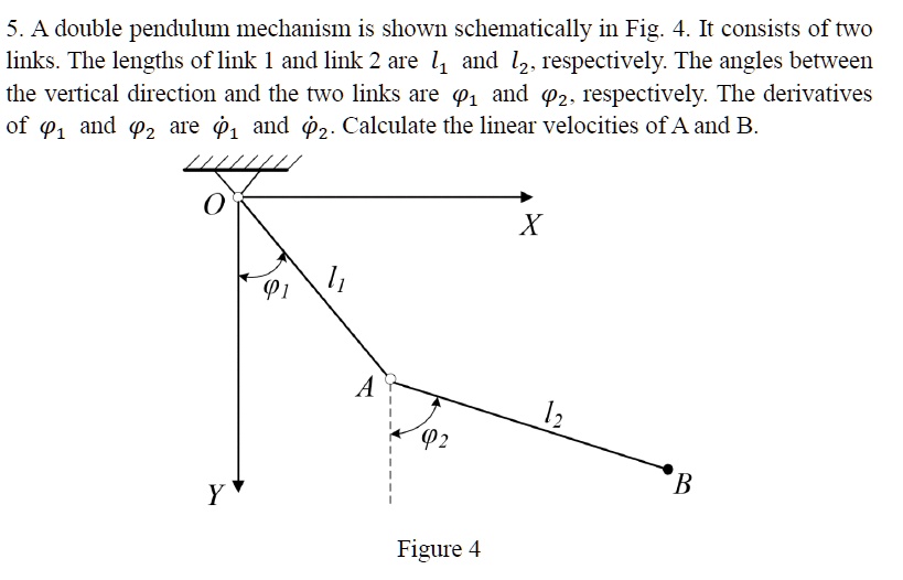 5 a double pendulum mechanism is shown schematically in fig 4 it consists of two links the ...