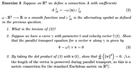 exercise 3 suppose on r define connection a with coefficients a sw xe r smooth function and is ...