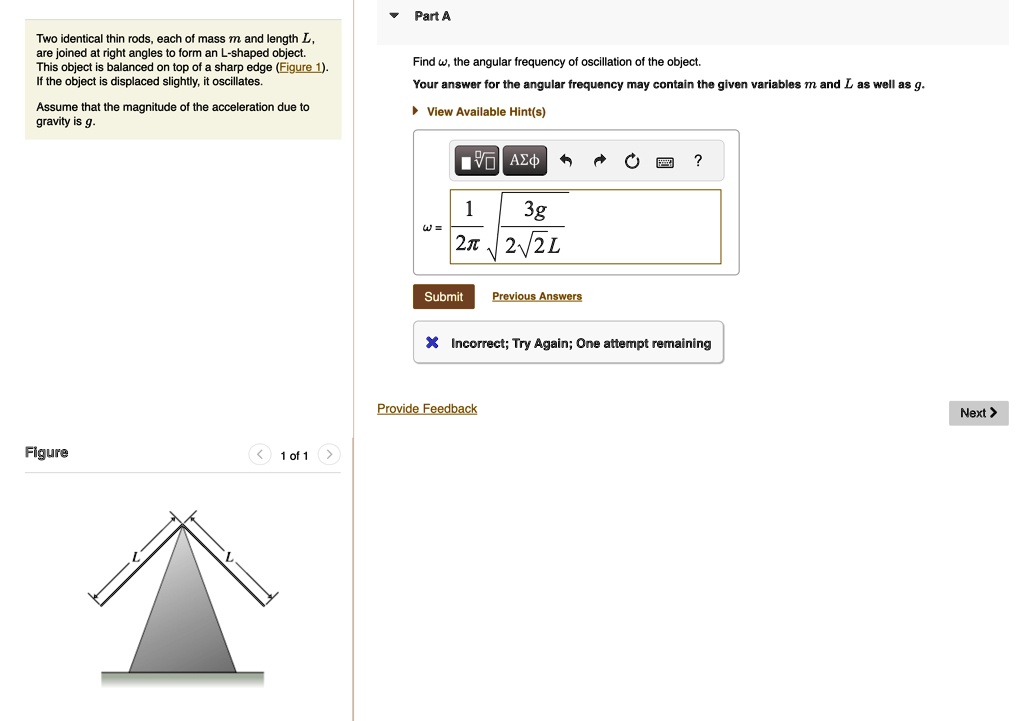 SOLVED: Part A Two identical thin rods, each of mass m and length , are ...