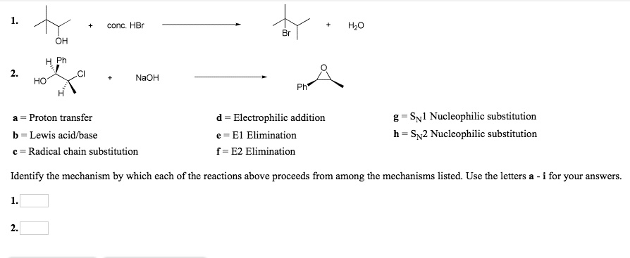 conc HBr H2O HO- NaOH Proton transfer Electrophilic addition ...