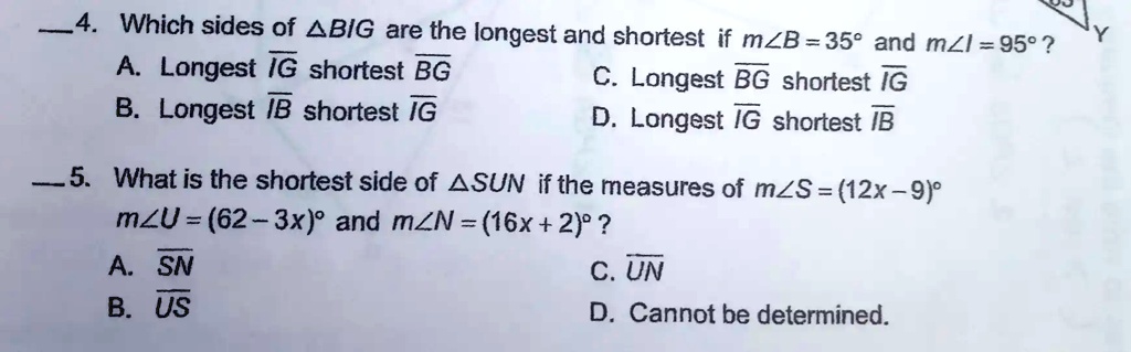 4 which sides of abig are the longest and shortest if mzb 350 and mzi ...