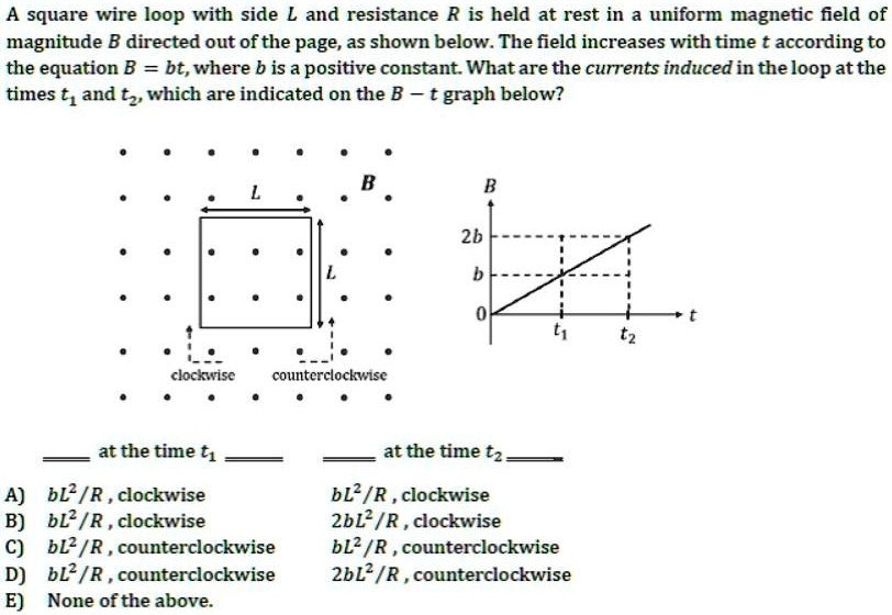 SOLVED: Texts: A square wire loop with side L and resistance R is held ...