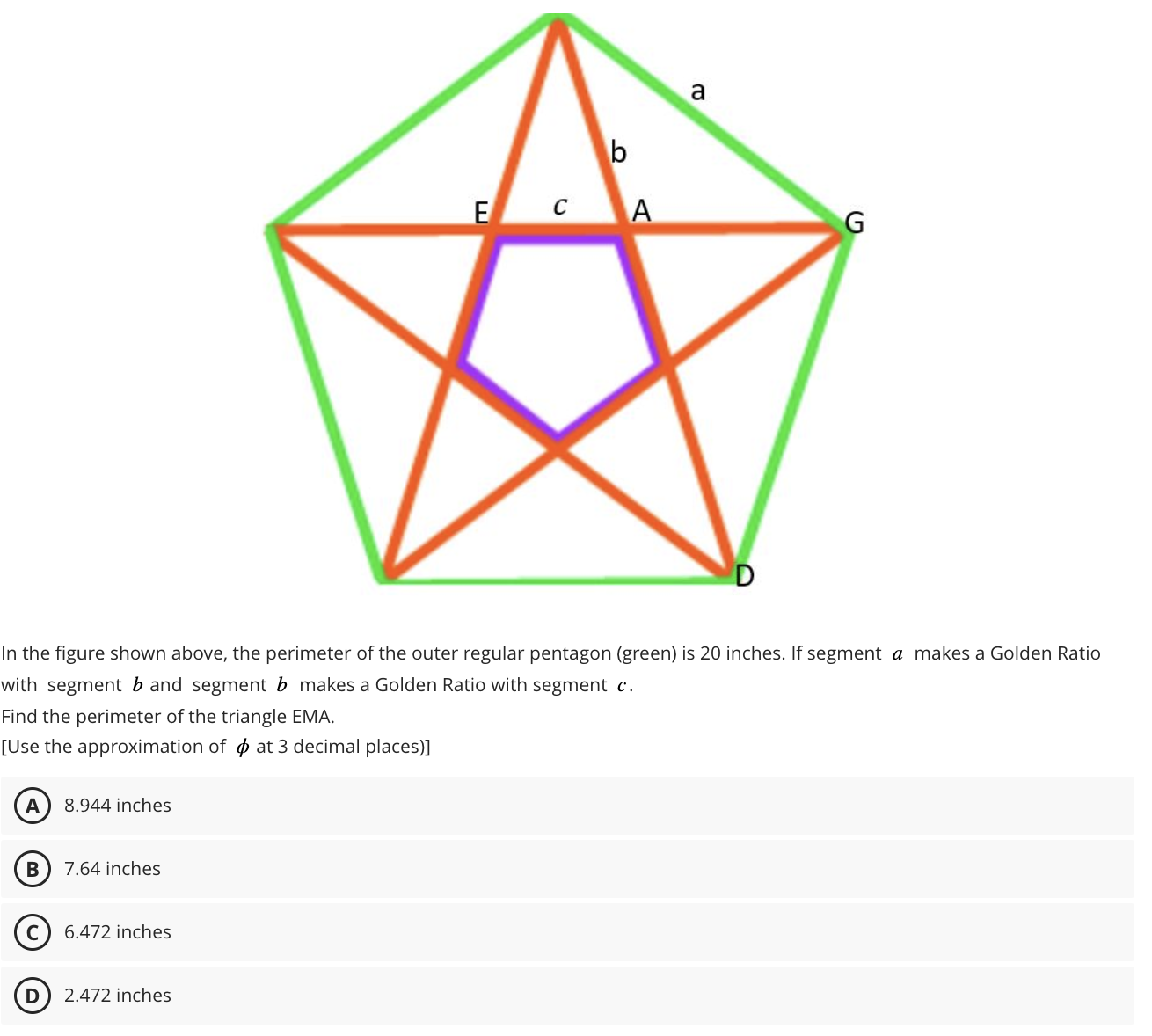 In the figure shown above, the perimeter of the outer regular pentagon ...