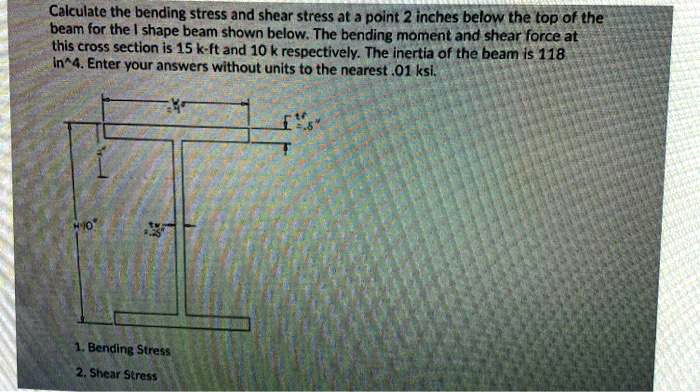 SOLVED: Calculate the bending stress and shear stress at a point 2 ...
