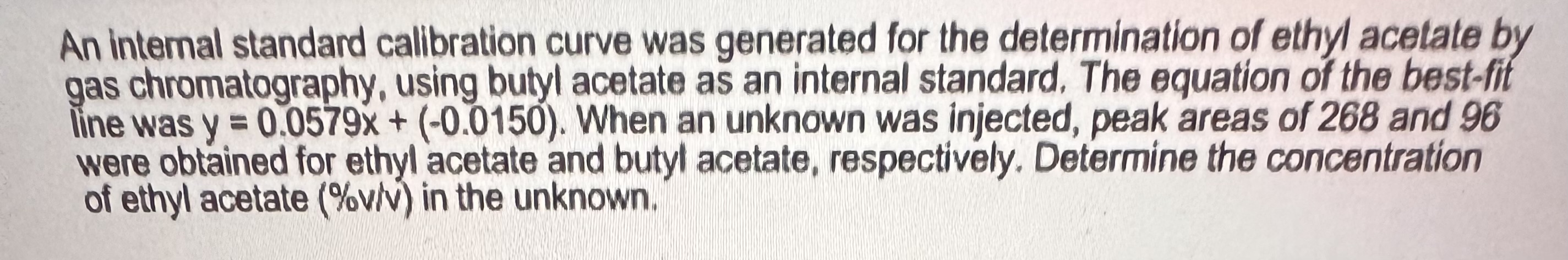 SOLVED: An internal standard calibration curve was generated for the determination of ethyl ...