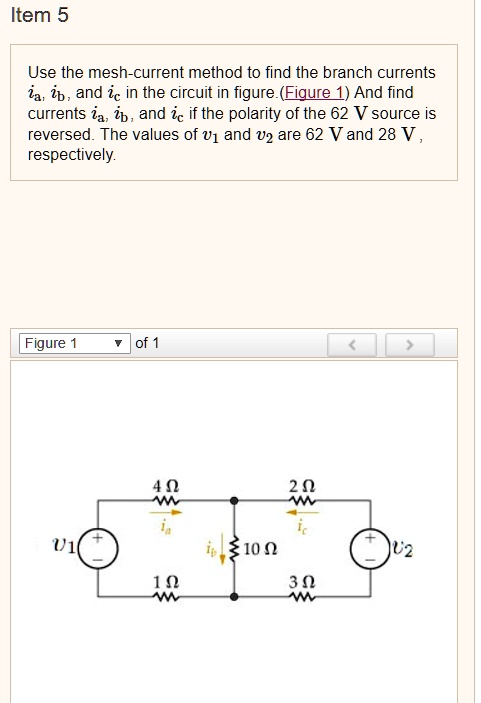 SOLVED: Use the mesh-current method to find the branch currents ia, ib, and ic in the circuit in ...