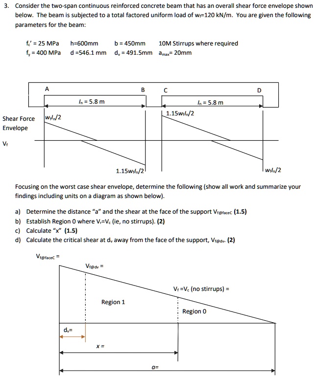 consider the two span continuous reinforced concrete beam that has an ...