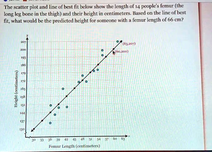 the scatter plot and line of best fit below show the length of 14 ...