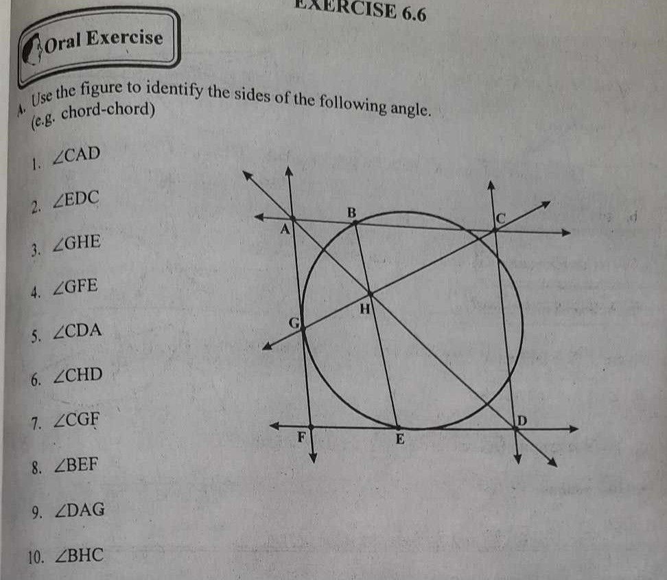 SOLVED: horal Exercise 1. Use the figure to identify the sides of the following angle. (e.g ...