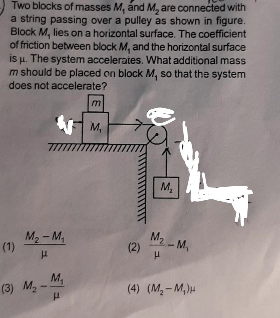 two blocks of masses m and m are connected witha string passing over a pulley as shown in ...