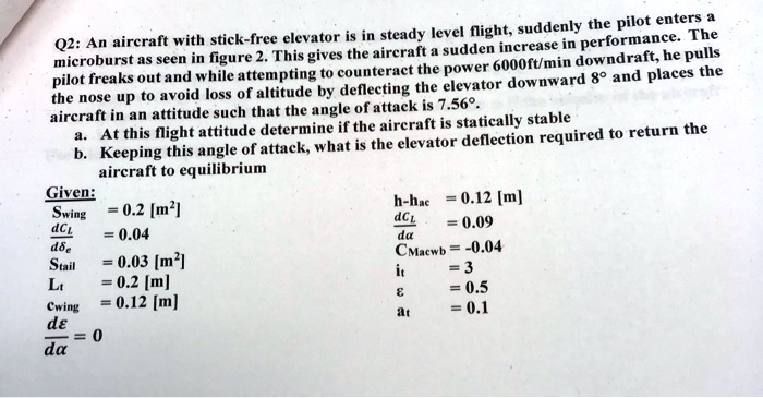 Q2: An aircraft with stick-free elevator is in steady level flight ...
