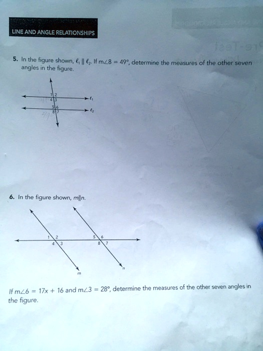 SOLVED:LINE AND ANGLE RELATIONSHIPS 5. In the figure shown, € |l ...