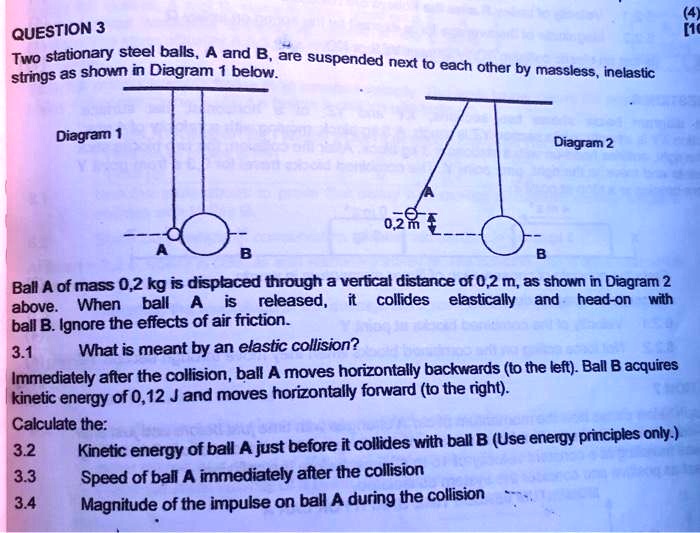 [GET ANSWER] QUESTION 3 Two stationary steel balls, A and B, are suspended next to each other by ...