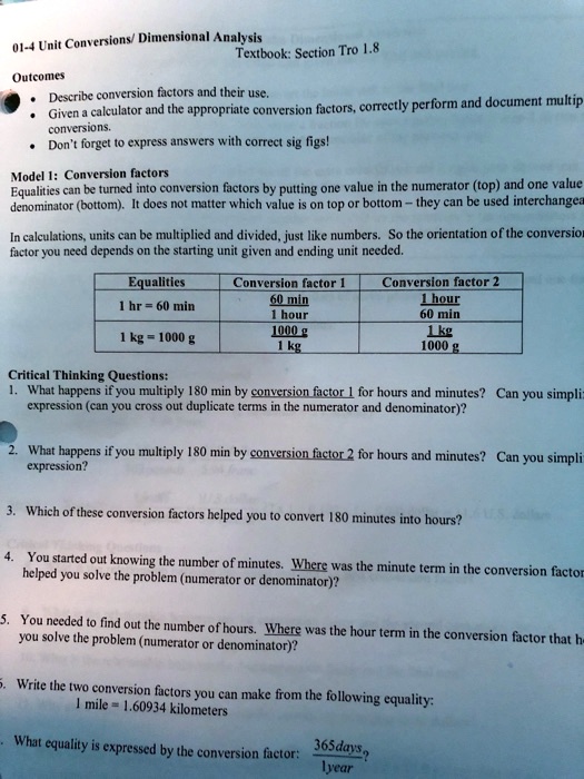 SOLVED: Model Conversion factors can be turned into conversion factors ...