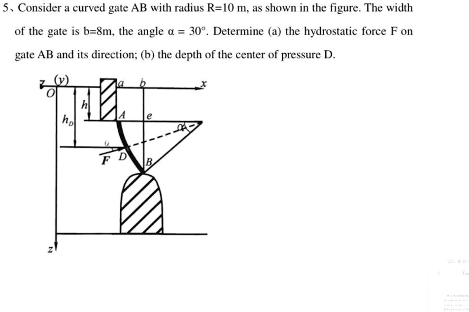 SOLVED: Consider a curved gate AB with radius R = 10 m, as shown in the ...