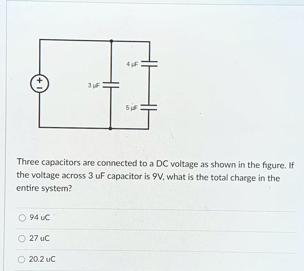 44f 3 hf 5 pf three capacitors are connected to a dc voltage as shown ...