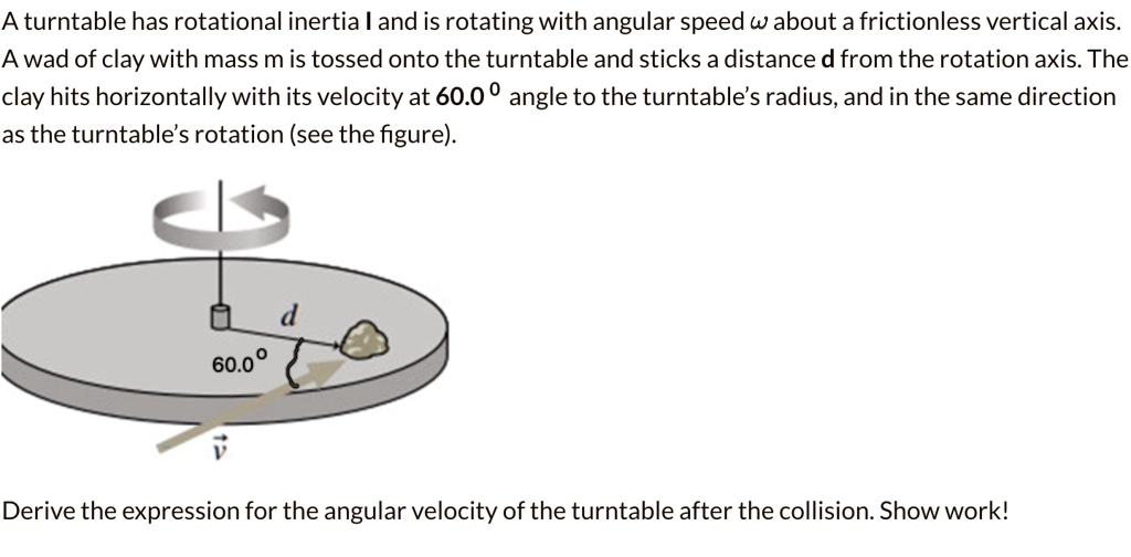 SOLVED: A turntable has rotational inertia and is rotating with angular speed Ï‰ about a ...