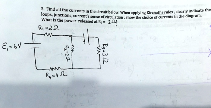 SOLVED:Find all the currents In the circuit below When applying Kirchoff s rules clearly ...