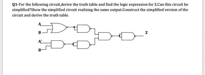 SOLVED: Q1- For the following circuit, derive the truth table and find the logic expression for ...