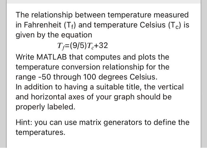 SOLVED: The relationship between temperature measured in Fahrenheit(Tf ...