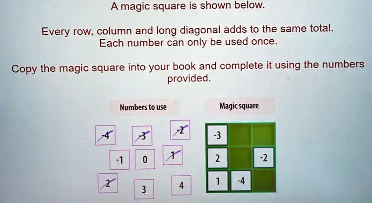 SOLVED: A magic square is shown below Every row; column and long diagonal adds to the same total ...