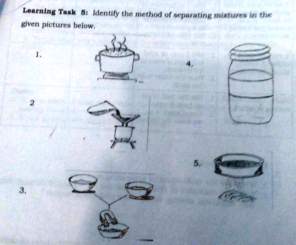 SOLVED: Learning Task 5: Identify the method of separating mixtures in ...