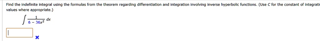 SOLVED: Find the indefinite integral using the formulas from the theorem regarding ...
