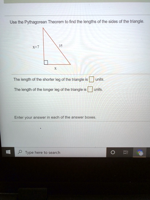 use the pythagorean theorem to find the lengths of the sides of the ...