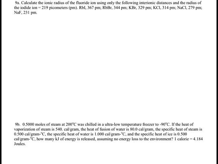 SOLVED:Calculate the ionic radius of the fluoride ion using only the ...
