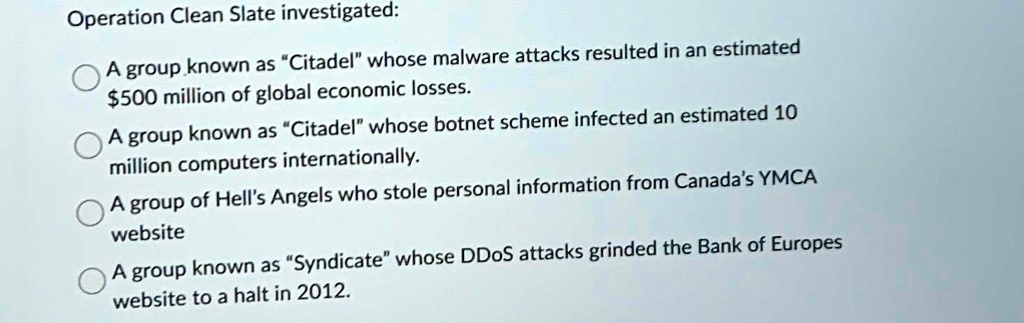 Operation Clean Slate investigated: A group known as "Citadel" whose ...